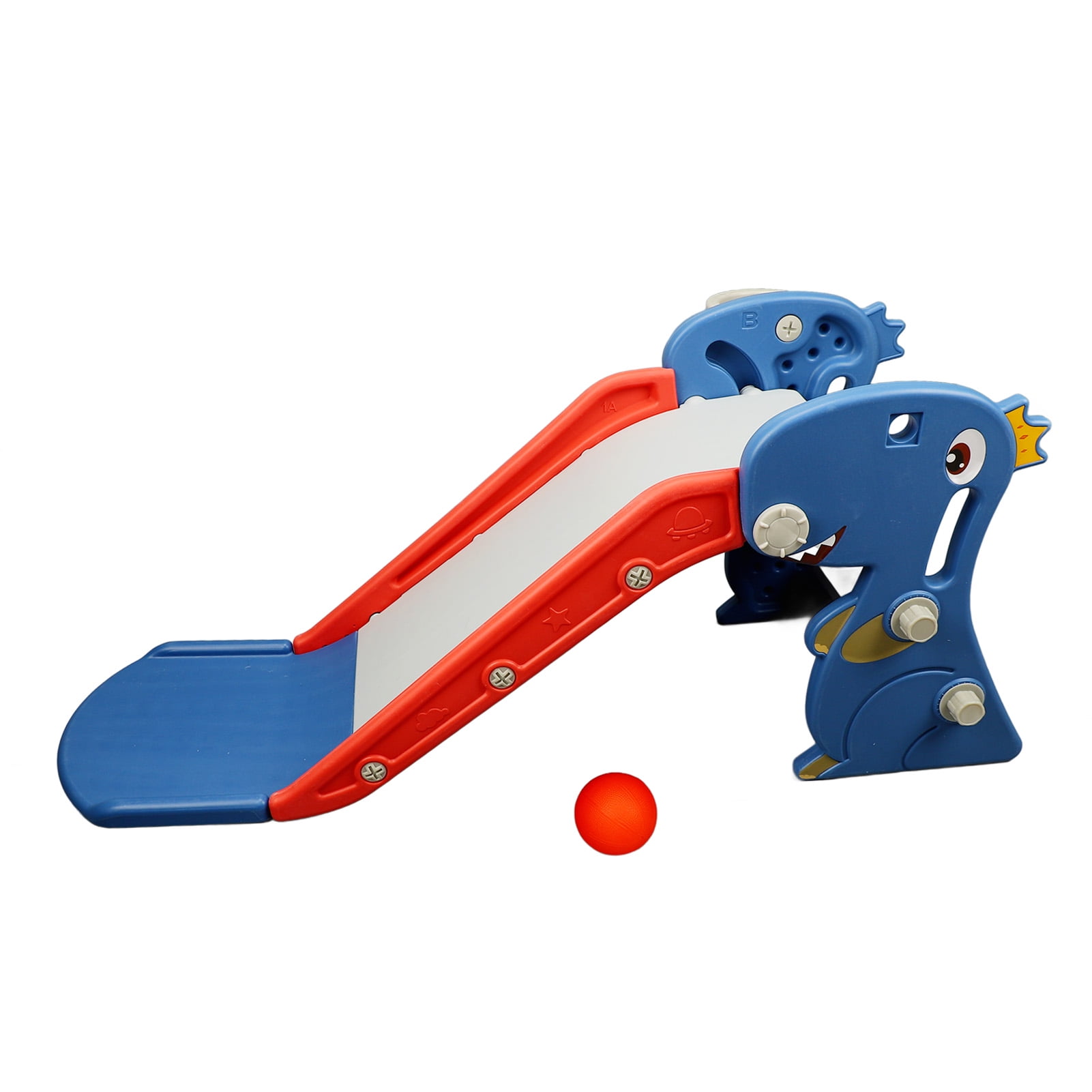 Indoor Slide, Multipurpose Foldable Slide Blue With Basketball Hoop ...
