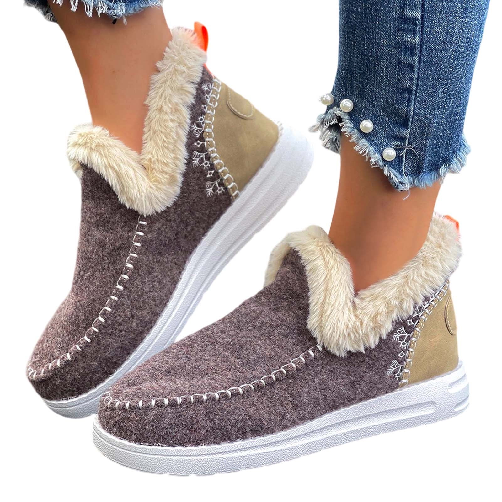 Indoor Slippers Snowflake Pattern High Boot Thickened Wool Flat Bottom ...