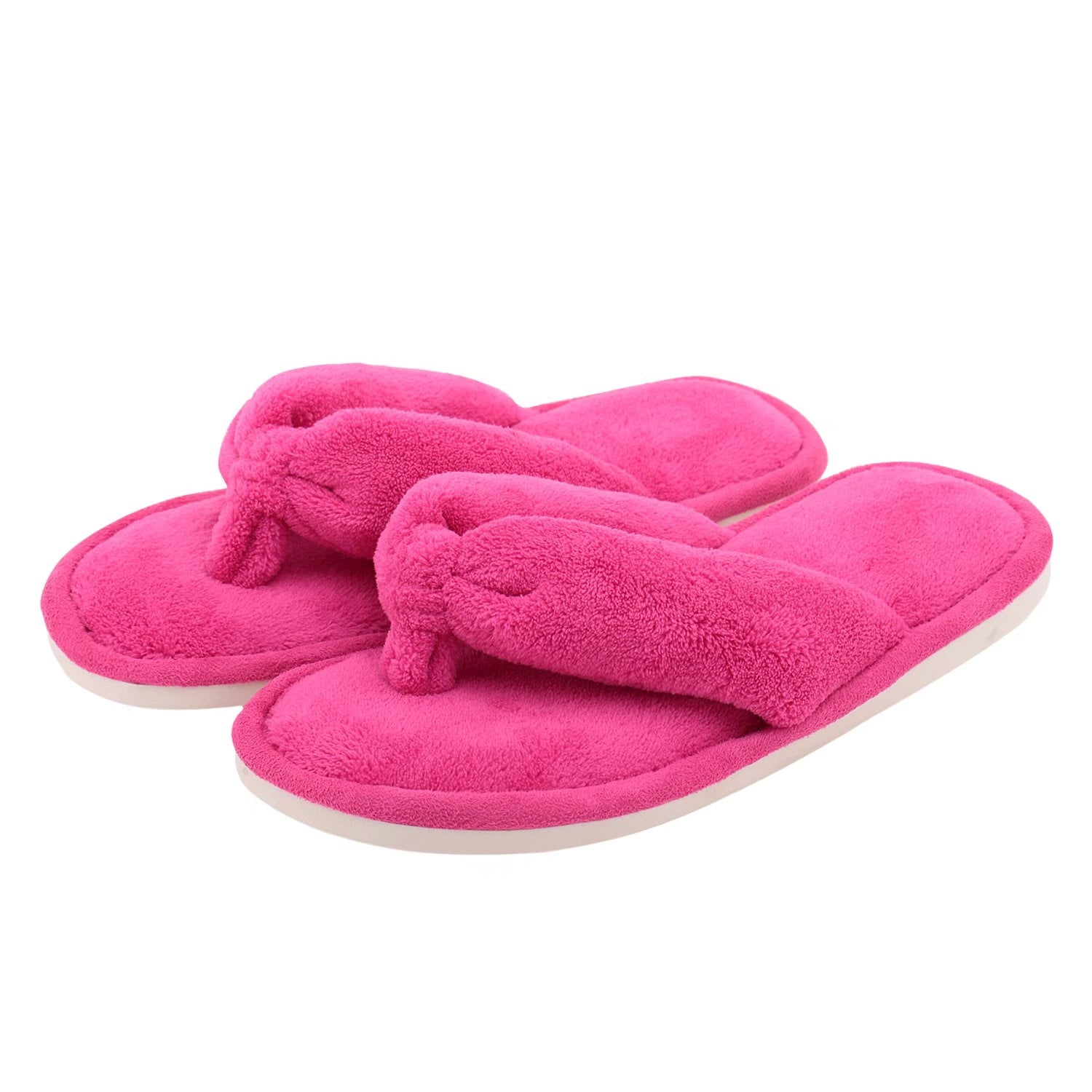 Onmygogo Women's Indoor Thong Slippers Open Toe, Plush Anti Slip Flip ...