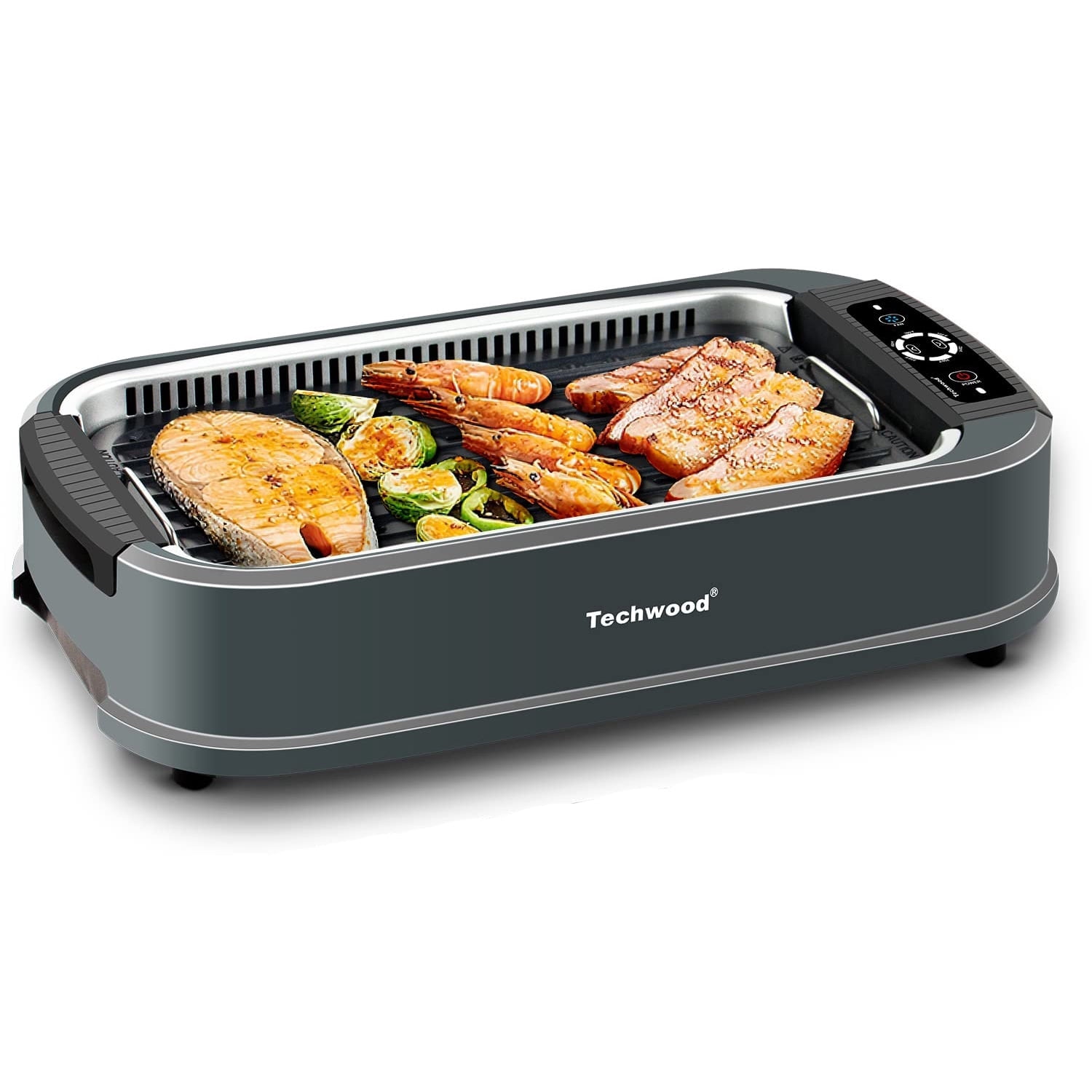 Indoor Smokeless BBQ Grill Techwood 1500W Grill– 2‑in‑1 Nonstick Grill ...