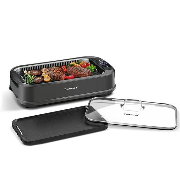 Techwood 1500W Smokeless Indoor BBQ Grill - Nonstick Grill & Griddle ...
