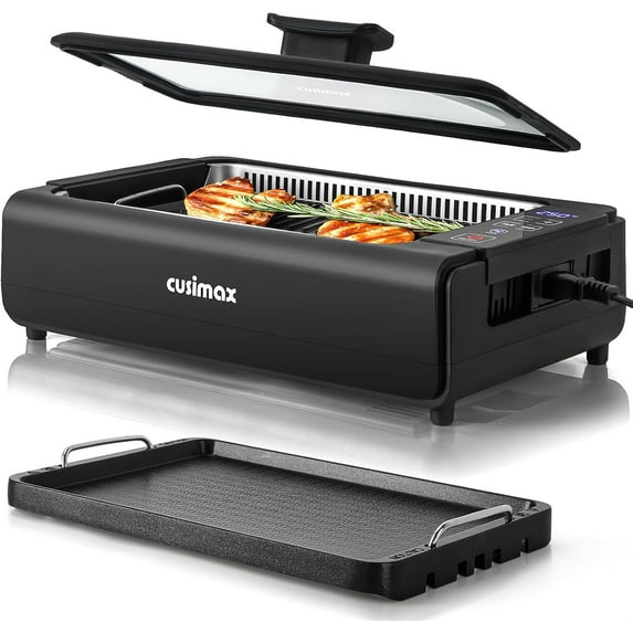 Indoor Smokeless Electric Korean BBQ Grill - 1200W With Non-stick ...