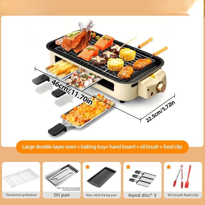Indoor Smokeless Electric Korean BBQ Grill，Non-Stick Cooking Removable ...