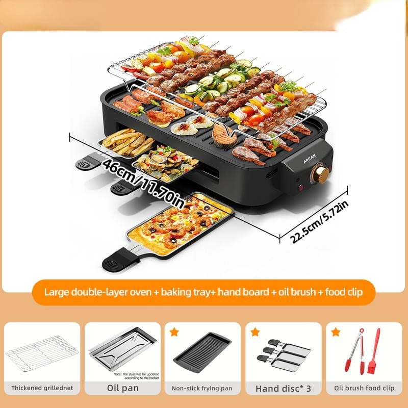 Indoor Smokeless Electric Korean BBQ Grill，Non-Stick Cooking Removable ...