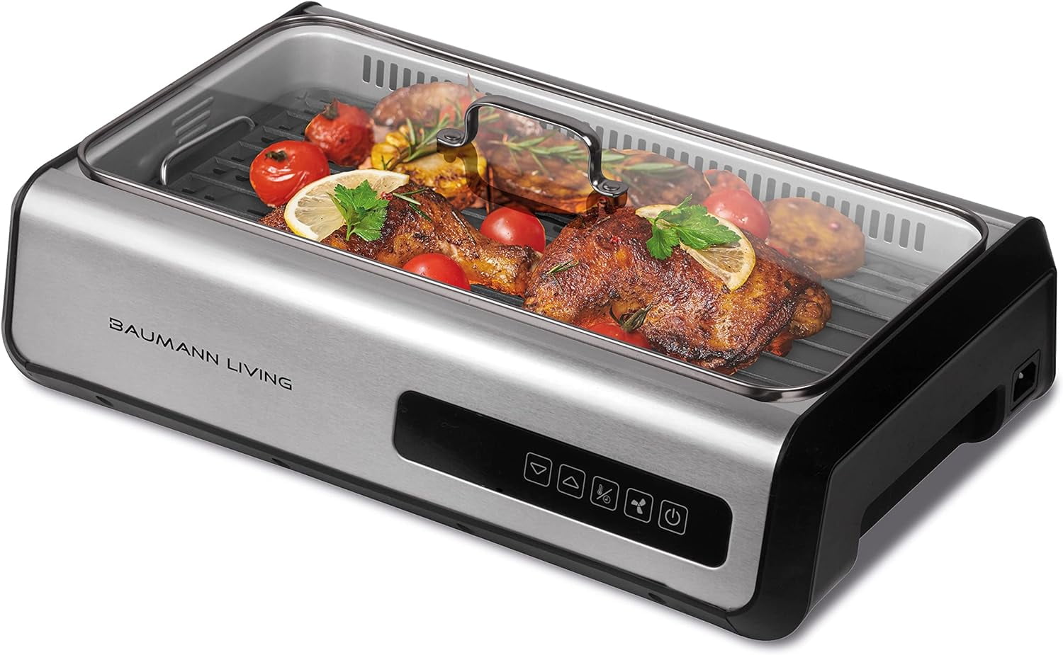Indoor Smokeless Grill 1500W with Smart LED Touch Screen, Tempered ...