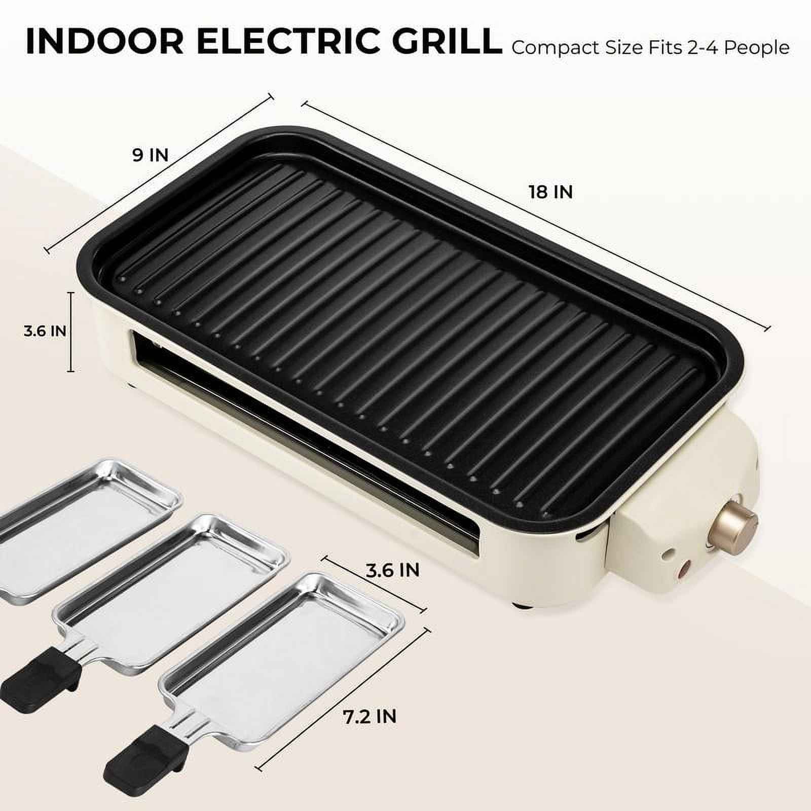 Indoor Smokeless Grill, Non-Stick Cooking Removable Plate, 1500W ...