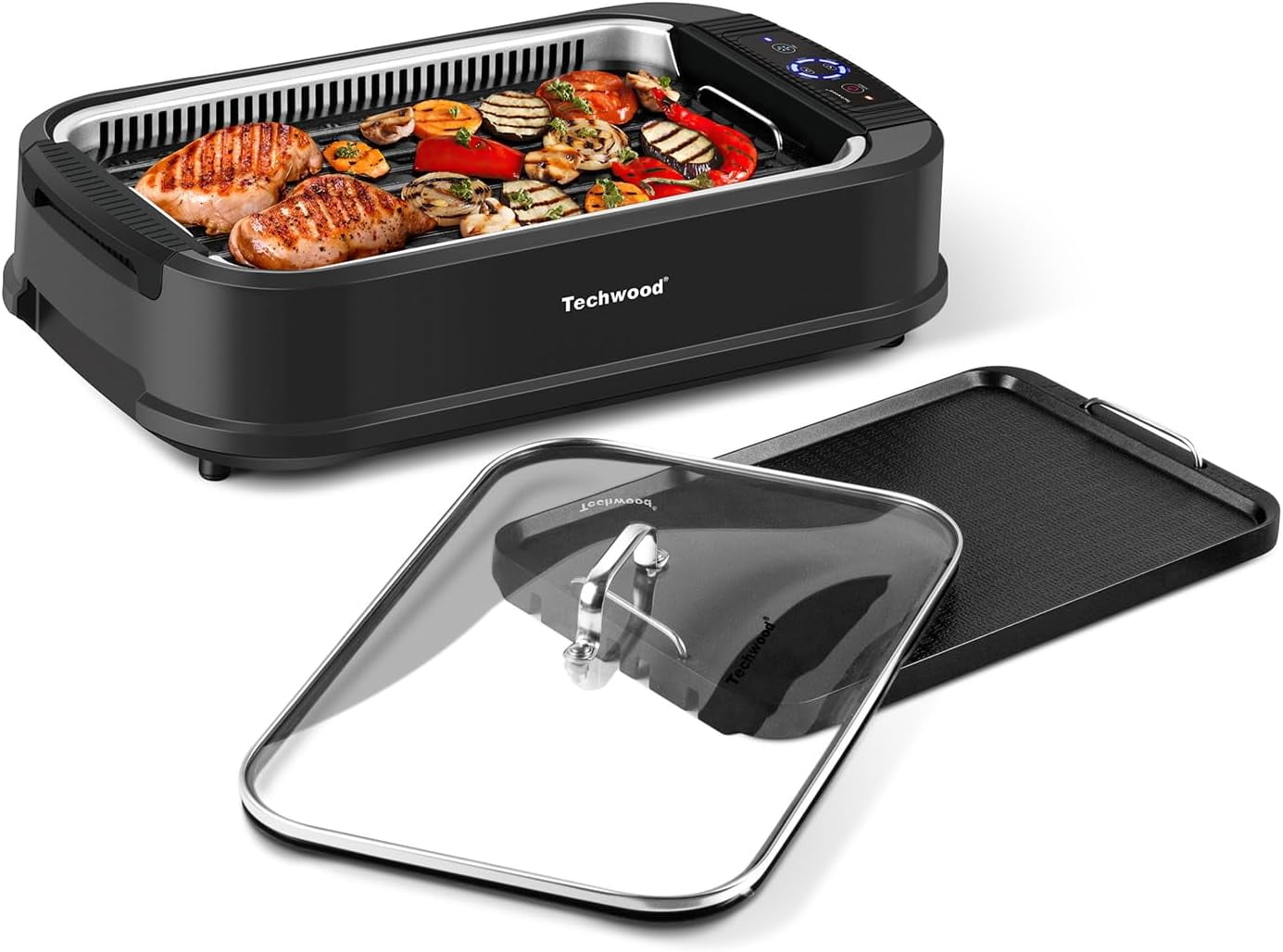 Indoor Smokeless Grill, Techwood 1500W Electric Indoor Grill with ...