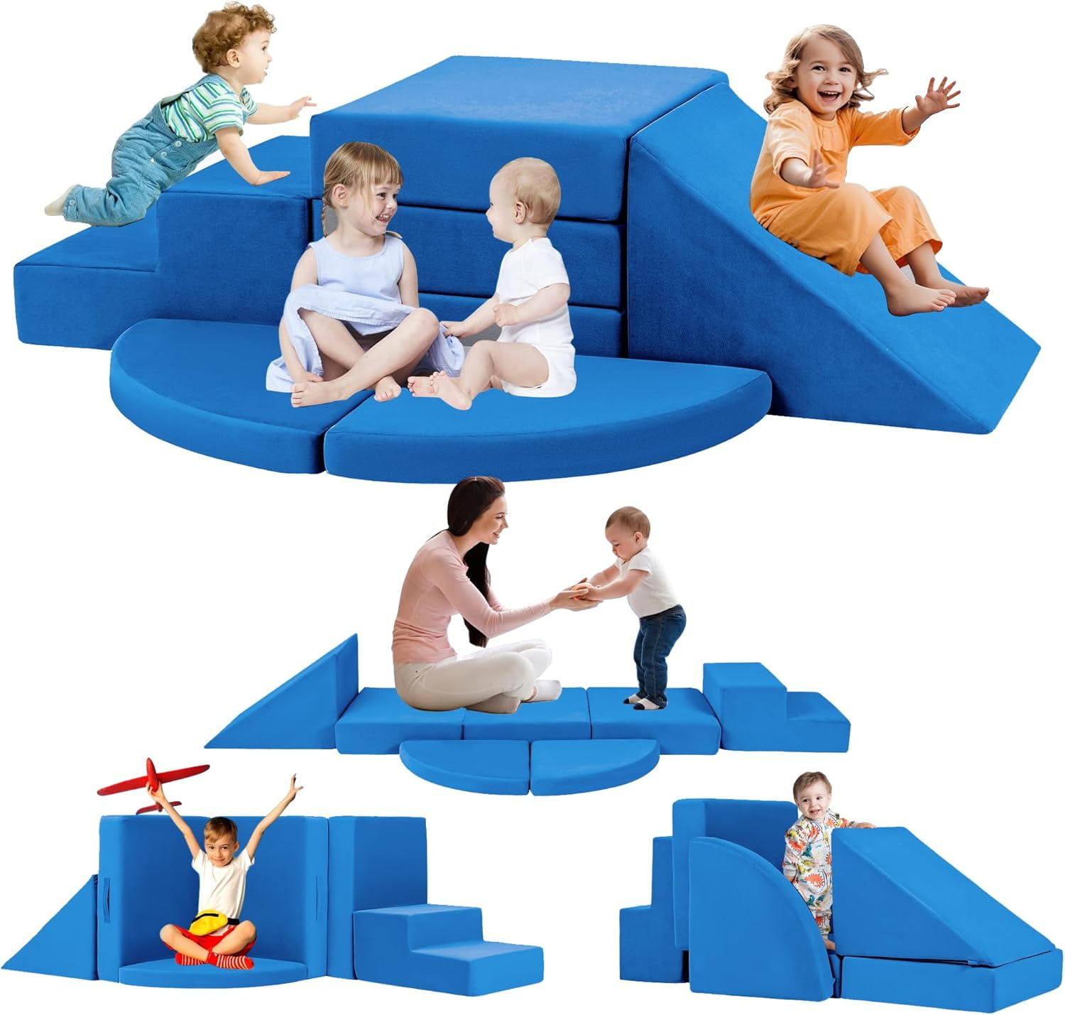 Indoor Soft Play Set: 5-Piece Foam Climbing Blocks for Toddlers 1-3 ...