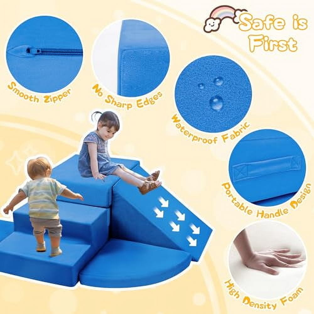 Indoor Soft Play Set: 5-Piece Foam Climbing Blocks for Toddlers 1-3 ...