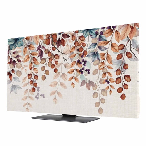 Indoor TV Cover 24 Inch, Orange Eucalyptus Leaves Elastic Monitor Dust ...