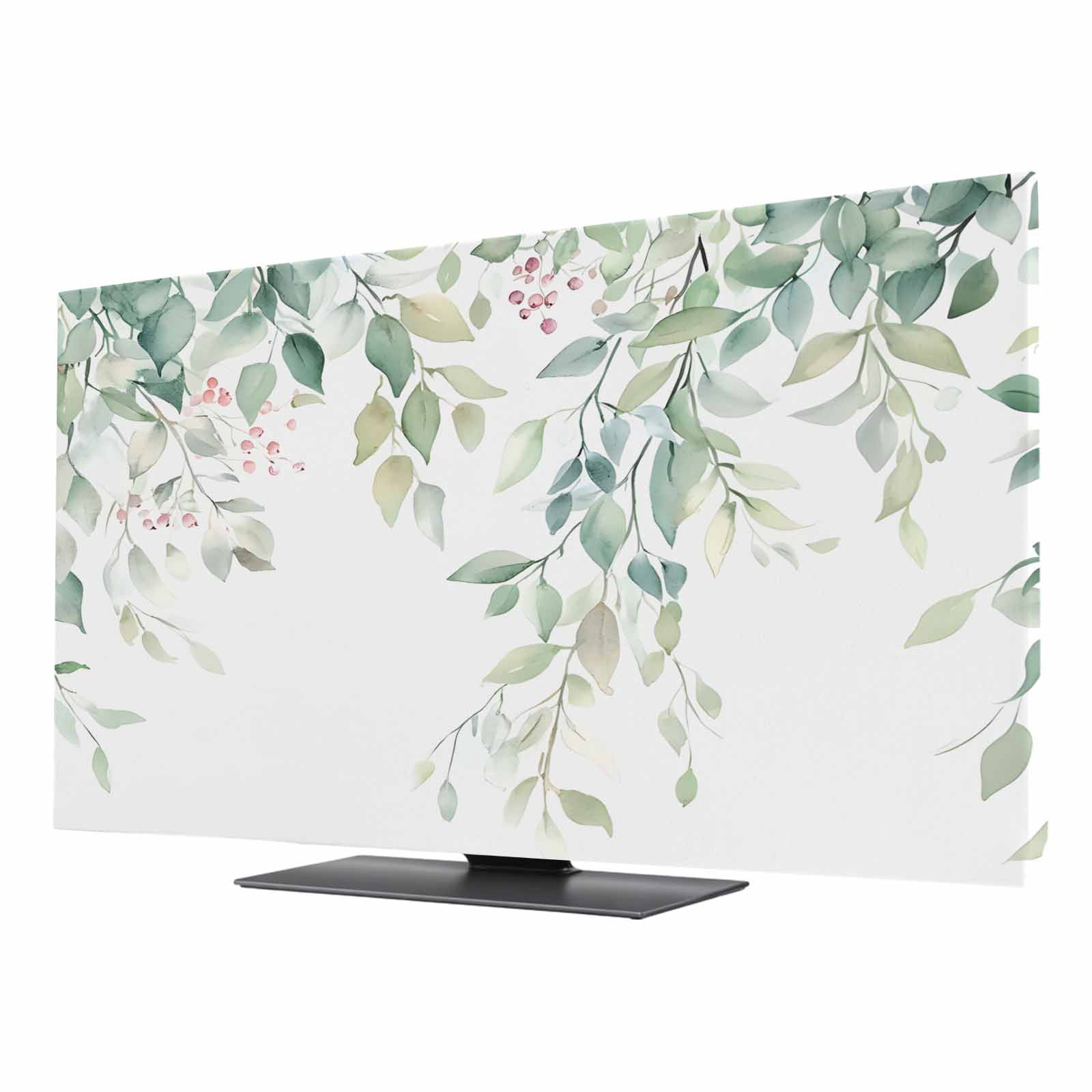 Indoor TV Cover 55 Inch, Eucalyptus Leaves Elastic Monitor Dust Covers ...