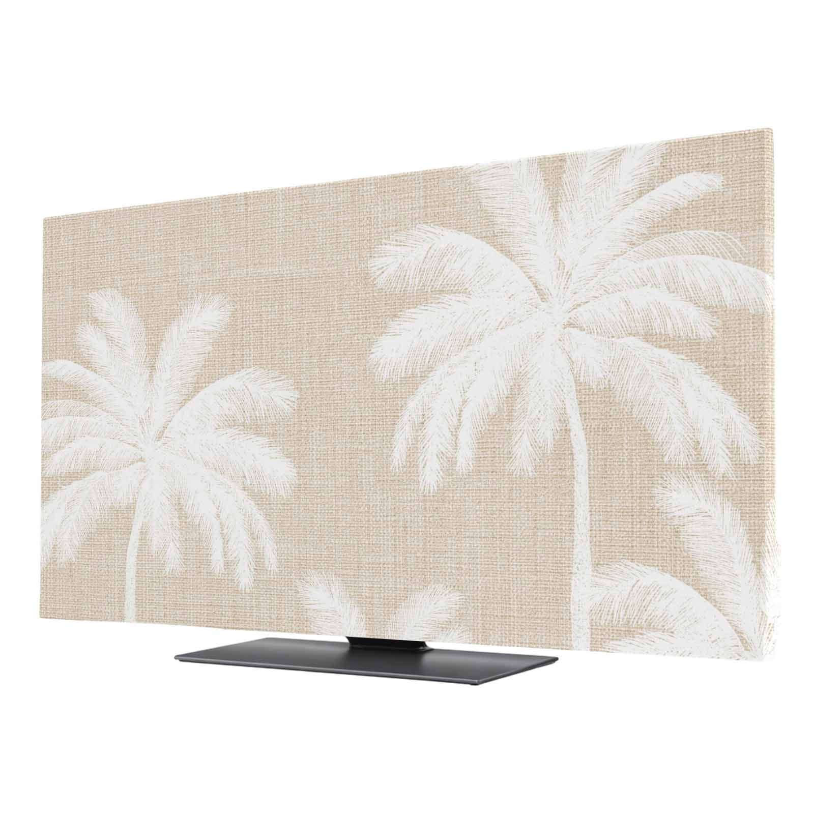 Indoor TV Cover 65 Inch, Beige Palm Trees Elastic Monitor Dust Covers ...