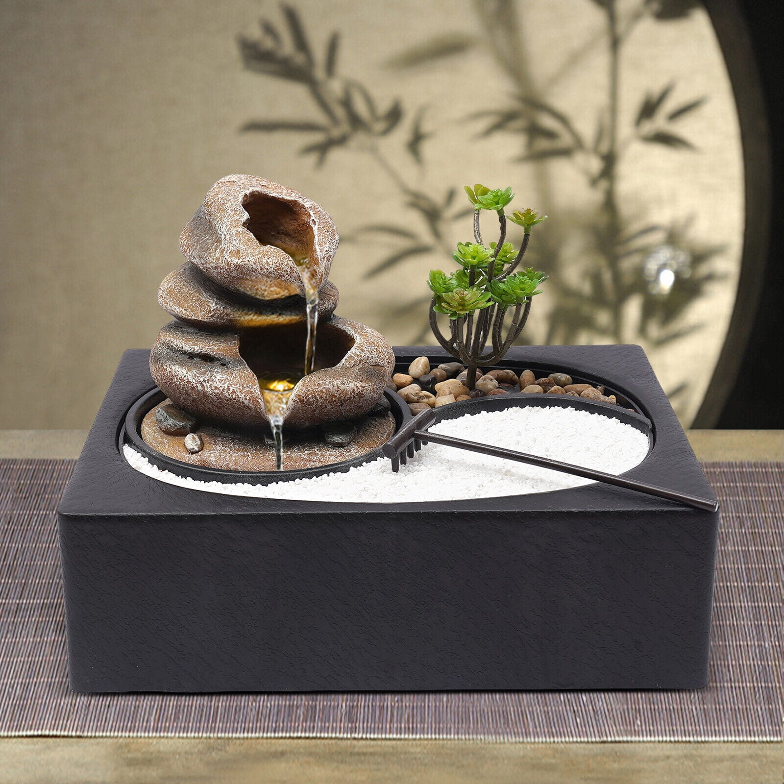 Indoor Table Top Water Fountain Rock Garden Desk Water Fountain with ...