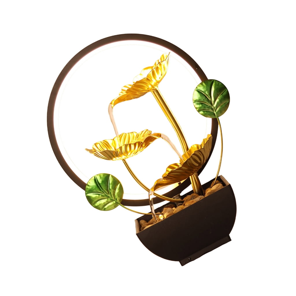 Indoor Table top Fountain 3 Tiered Leaf Waterfall with LED Light and ...