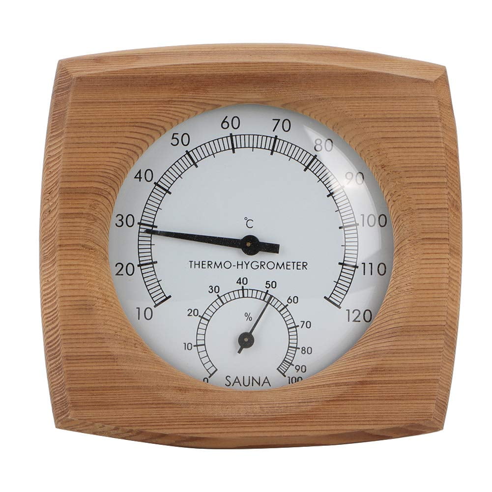 Indoor Thermometer Hygrometer, Sauna Wood Thermometers 2 in 1 Wooden ...