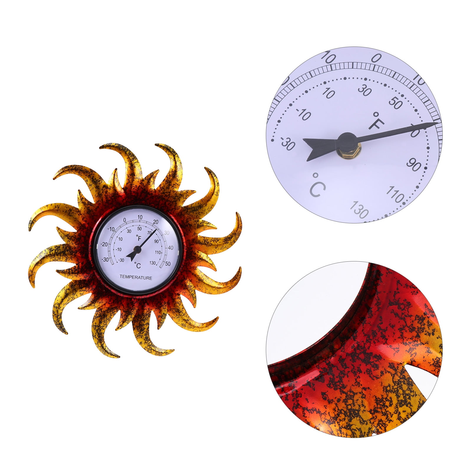 Indoor Thermometer, Wall-mounted Temperature Gauge Creative Sun Shape ...