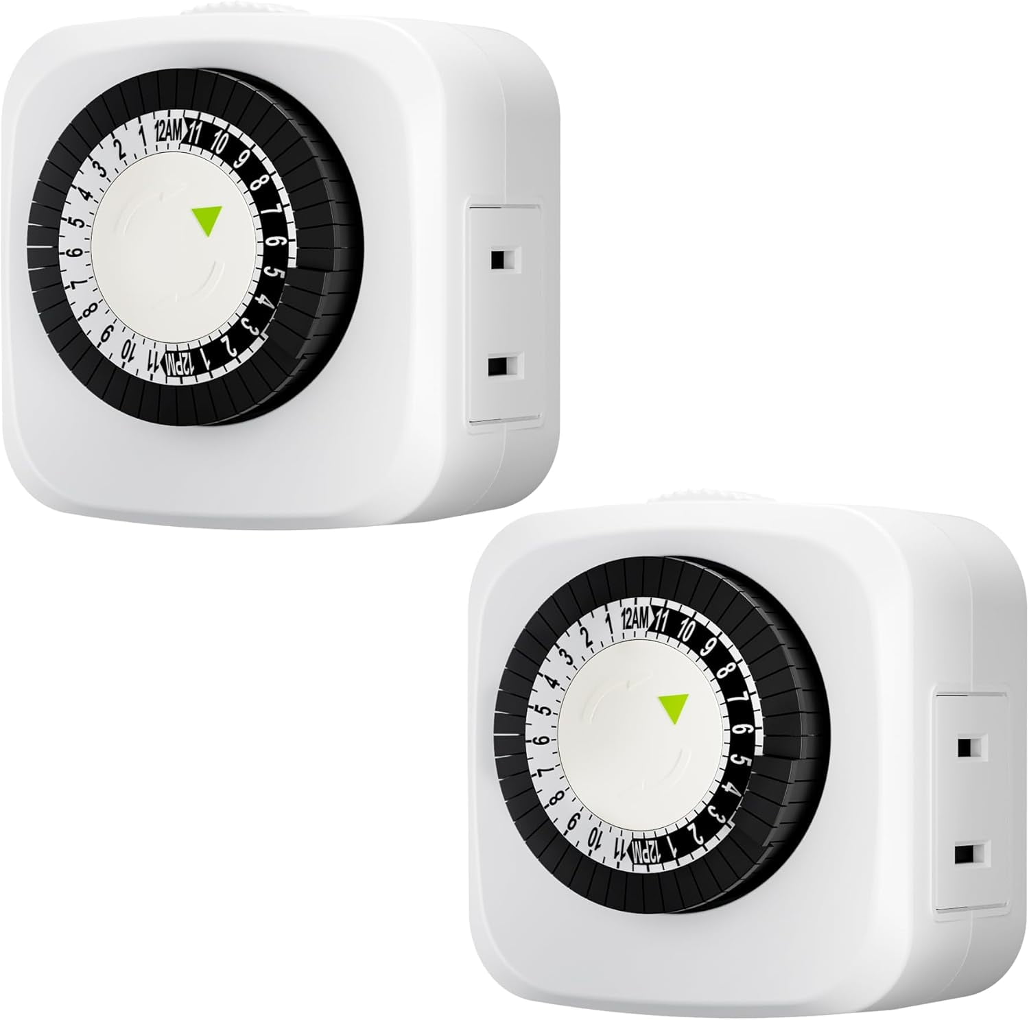 Indoor Timers Plug Mechanical 2 Prong 24-Hour Mini Lamp Timers 2 Pack ...