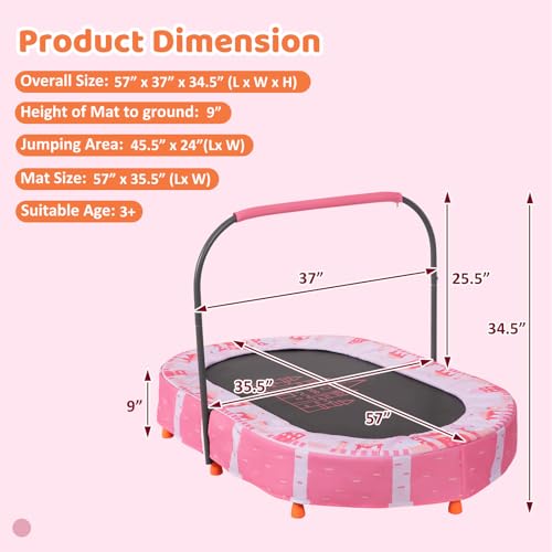 Indoor Trampoline, 55" Foldable Mini Trampoline with Comfortable Handle ...