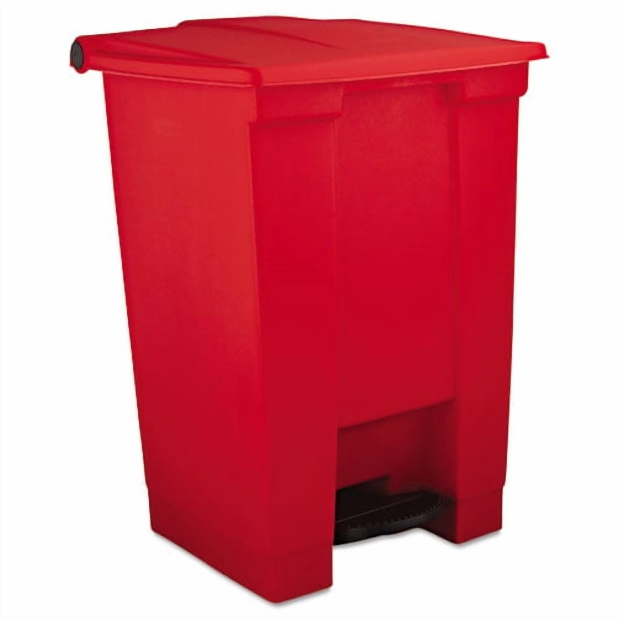 Indoor Utility Step-On Waste Container, 12 gal, Plastic, Red | Bundle ...
