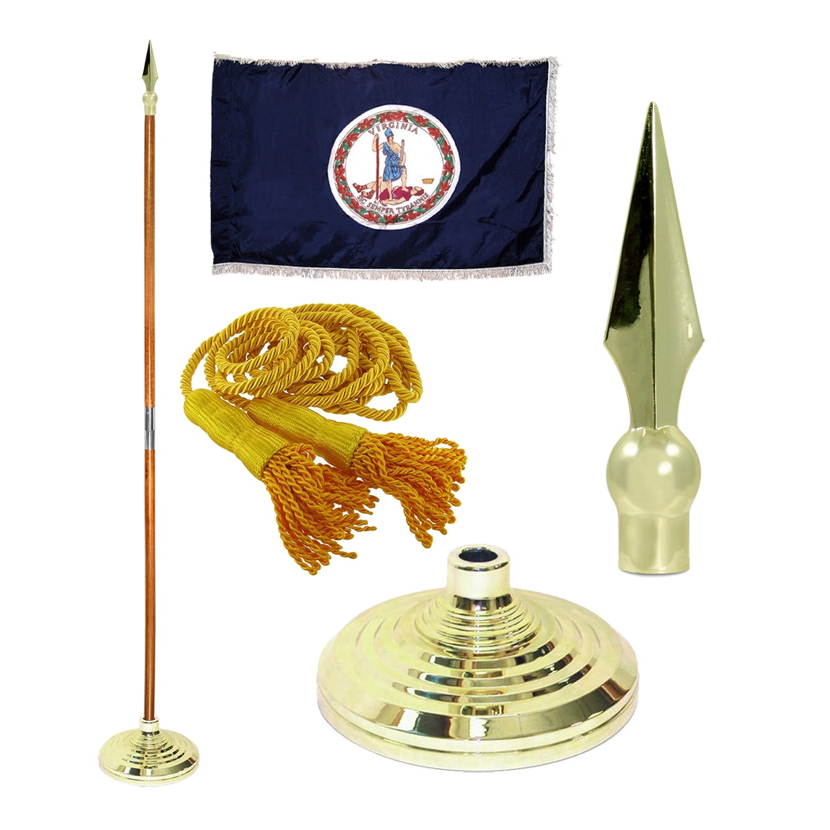 Indoor Virginia State Flag Kit - 8ft Pole - Spear Metal - Walmart.com