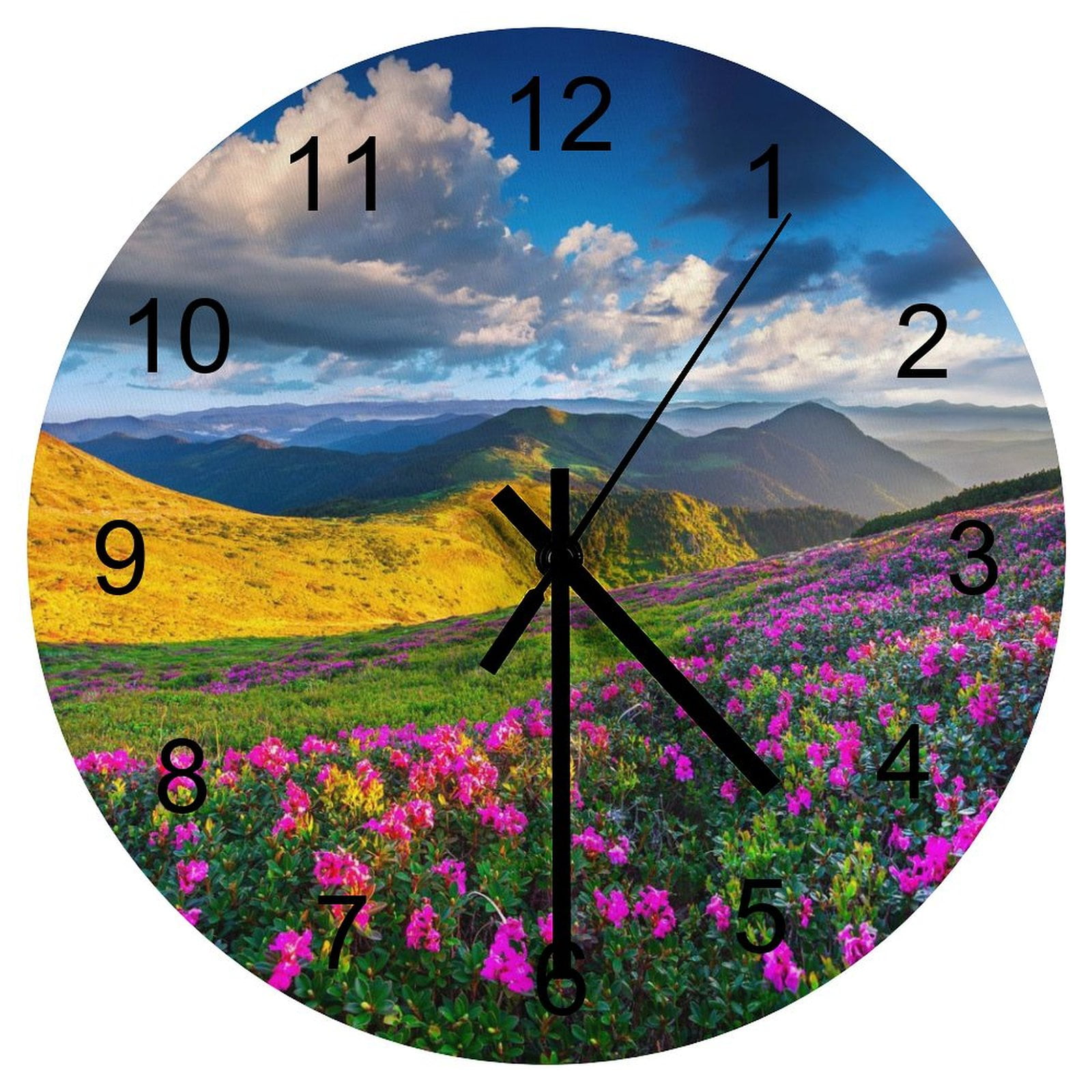 Indoor Wall Clock Grand nature Clocks 12 inch Silent Wood Round 3D ...
