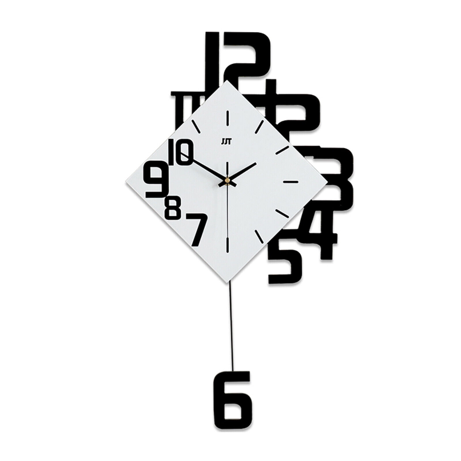 Indoor Wall Clock Pendulum Silent Swing Metal Quartz Clock Home Office ...