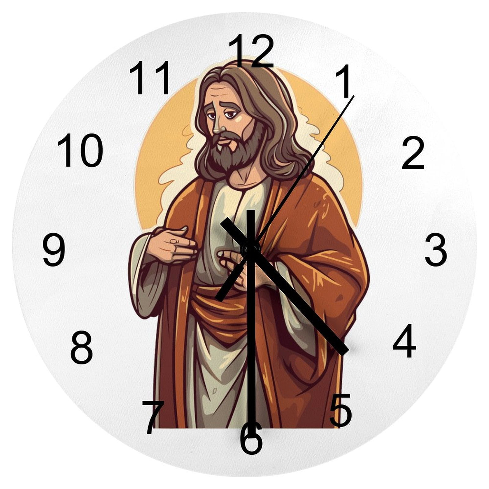 Indoor Wall Clock Religious Christ Bible Jesus Clocks 12 inch Mute Wood ...