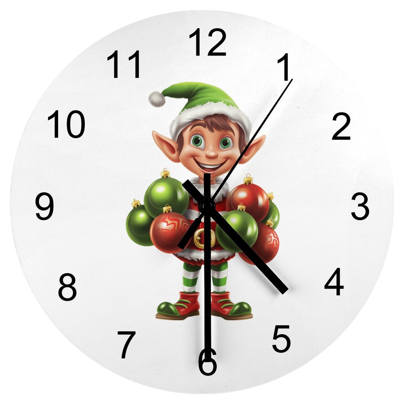 Indoor Wall Clock cartoon kids Clocks 12 inch Mute Wood Round Creative ...