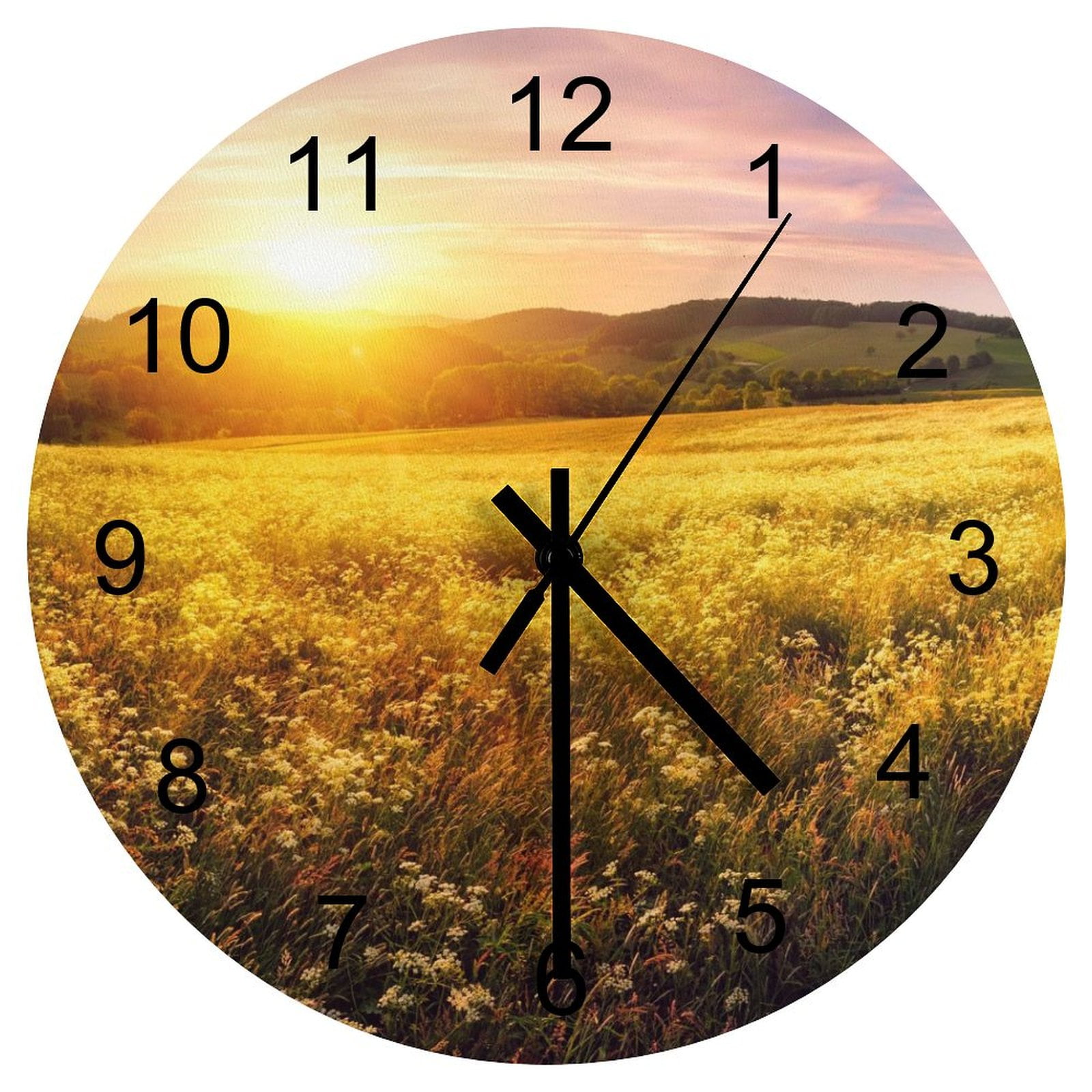 Indoor Wall Clock nature flower Clocks 12 inch Mute Fashion Round 3D ...