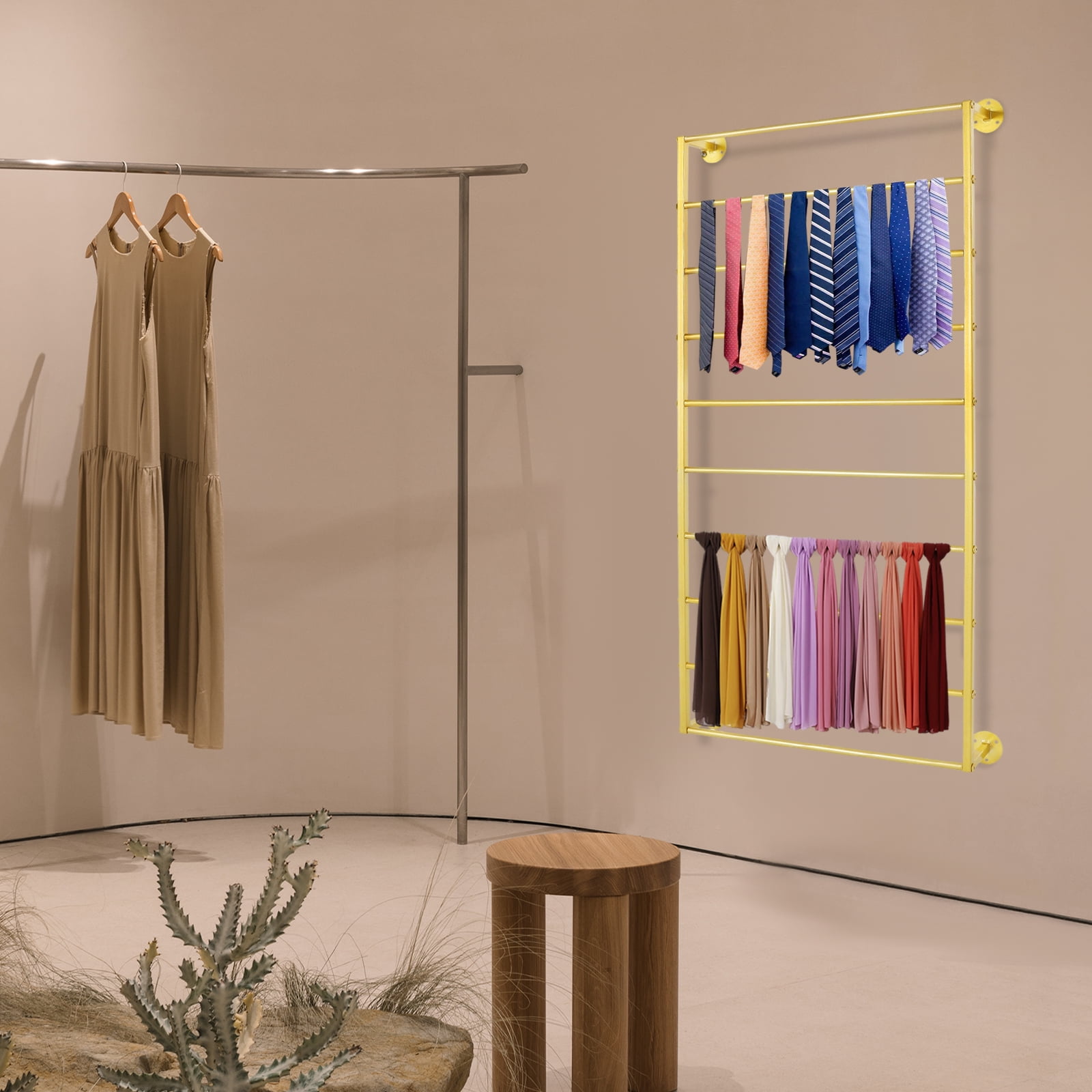 Indoor Wall Display Rack, Wall Mount Towels Storage Rack Modern Gold 10 ...