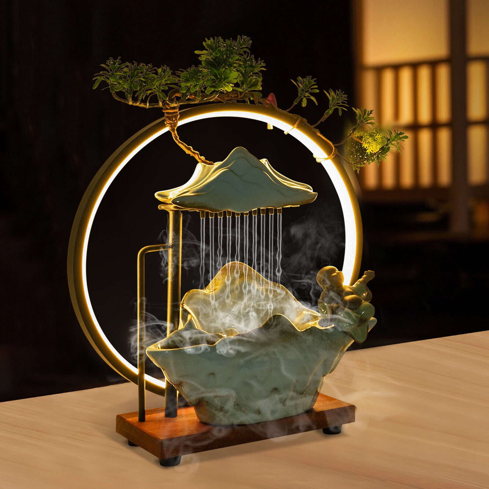 Indoor Waterfall Fountain Tabletop Fountain with Lights Waterfall Decor ...