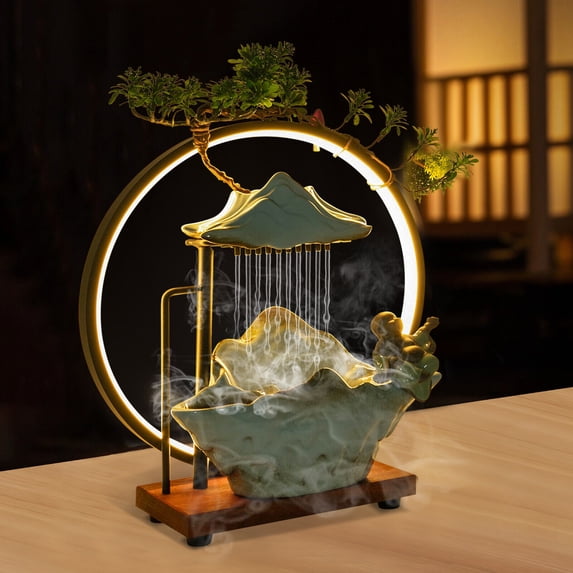 Indoor Waterfall Fountain Tabletop Fountain with Lights Waterfall Decor ...