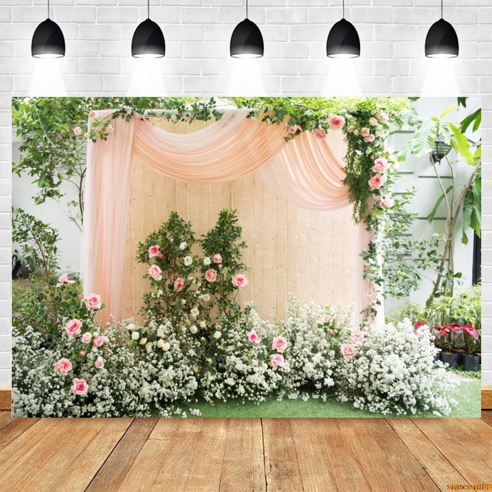 Indoor Wedding Photography Backdrop Floar Flower Curtain Bridal Shower ...