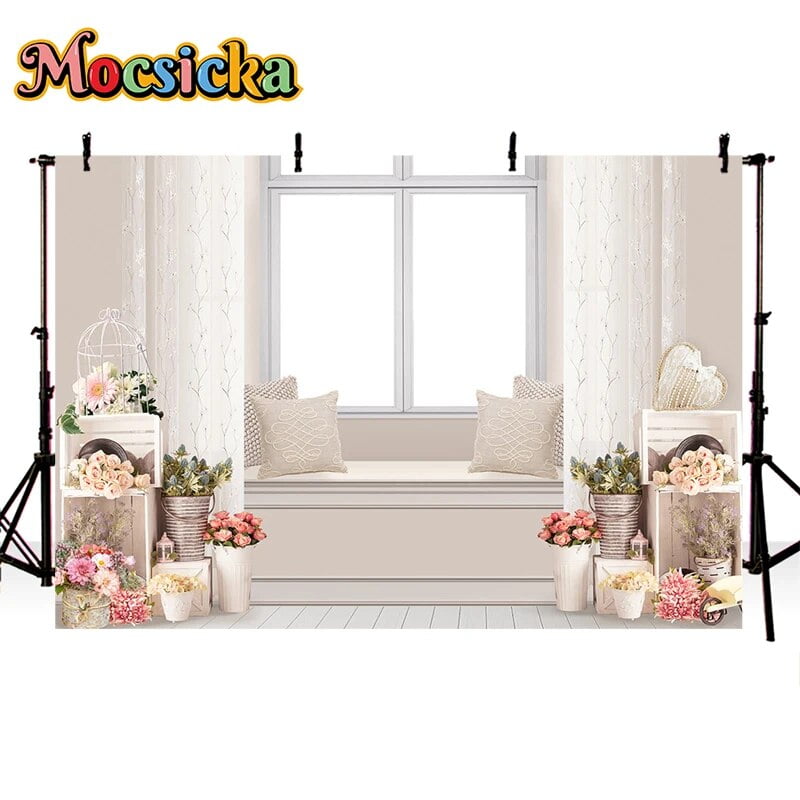 Indoor Window Background Photography Luxury Bridal Wedding Party Decor ...
