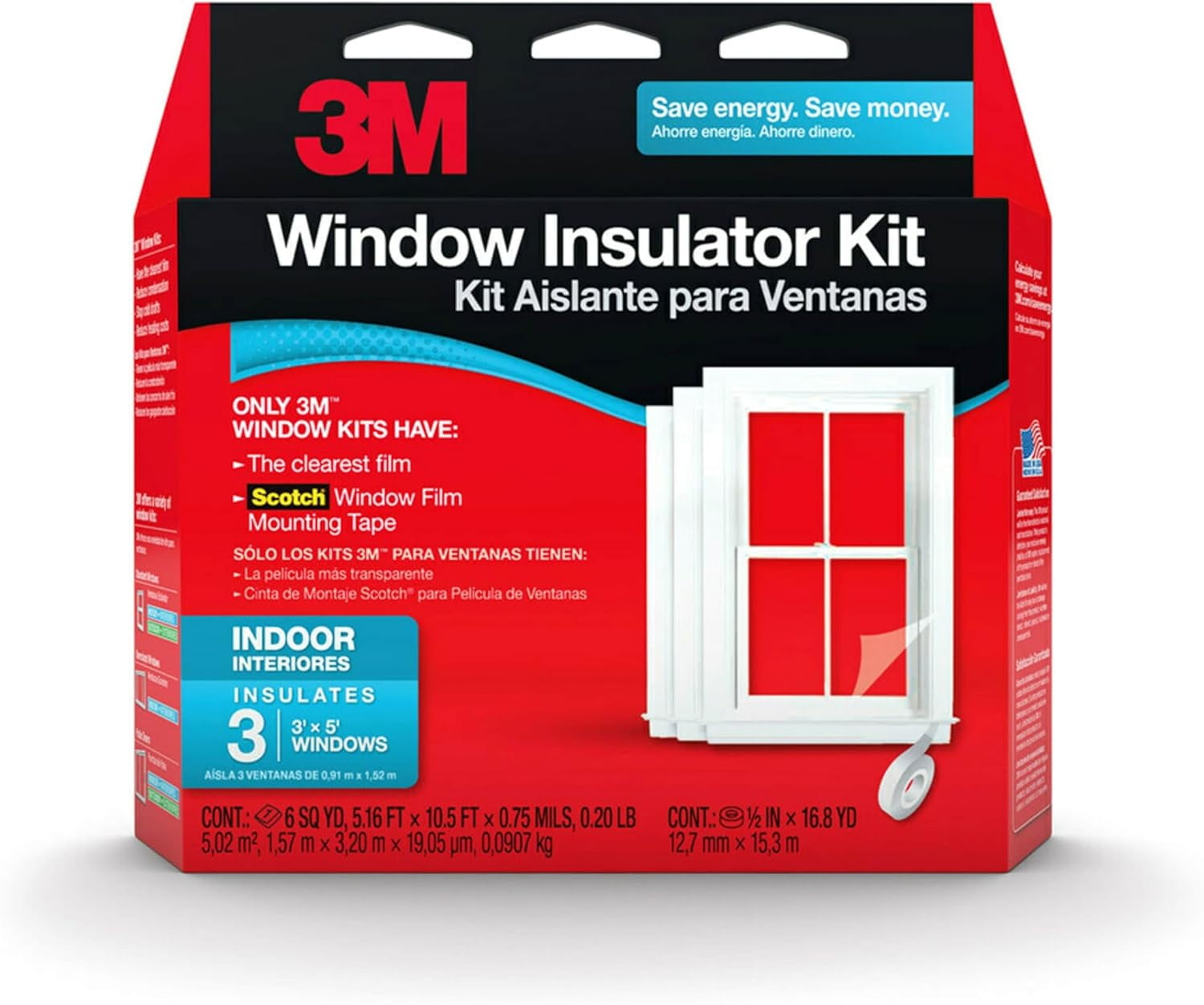 Indoor Window Insulation, Insulator Kit for 3 Windows 3ft x 5ft, Keeps ...