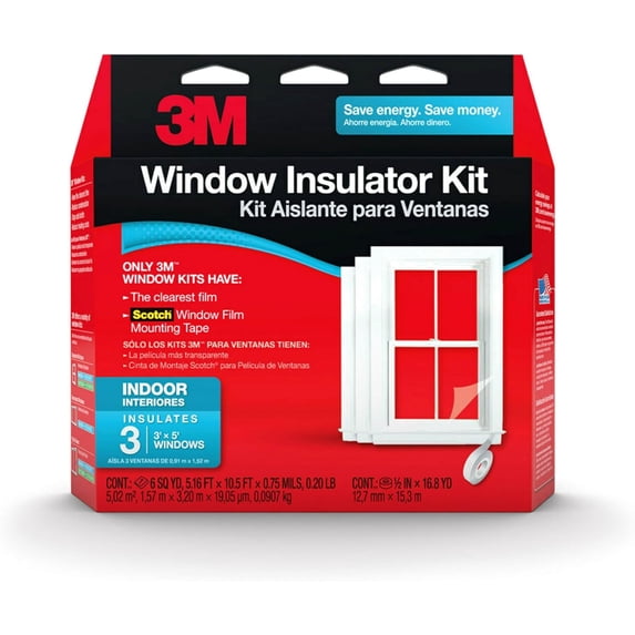 Indoor Window Insulation, Insulator Kit for 3 Windows 3ft x 5ft, Keeps ...