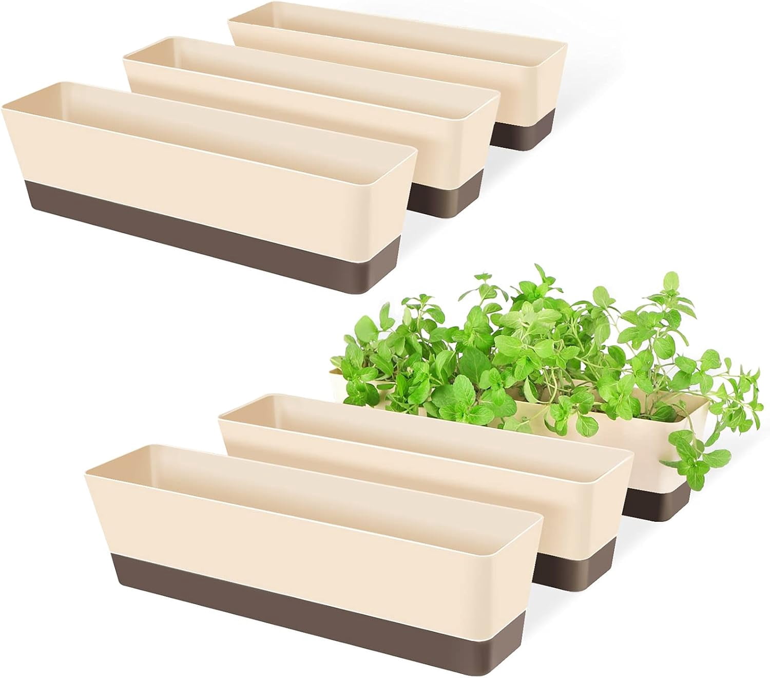 Indoor Windowsill Planter Boxes, 6 Pack 16 x3.8 Inch Rectangle ...
