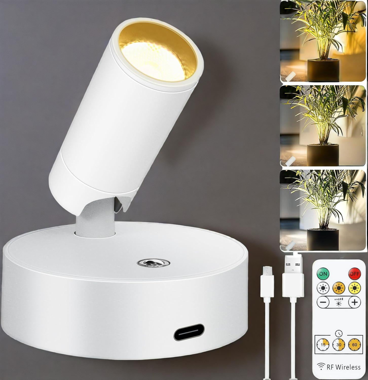 Indoor Wireless LED Spotlight, Indoor Plant Spotlight, Remote Dimmable ...