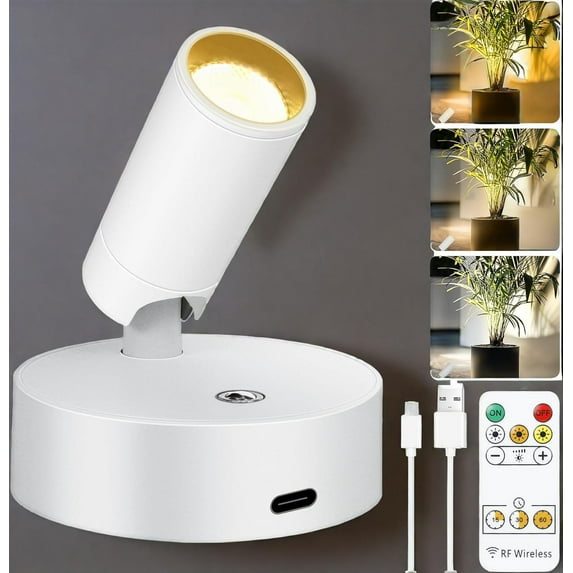 Indoor Wireless LED Spotlight, Indoor Plant Spotlight, Remote Dimmable ...