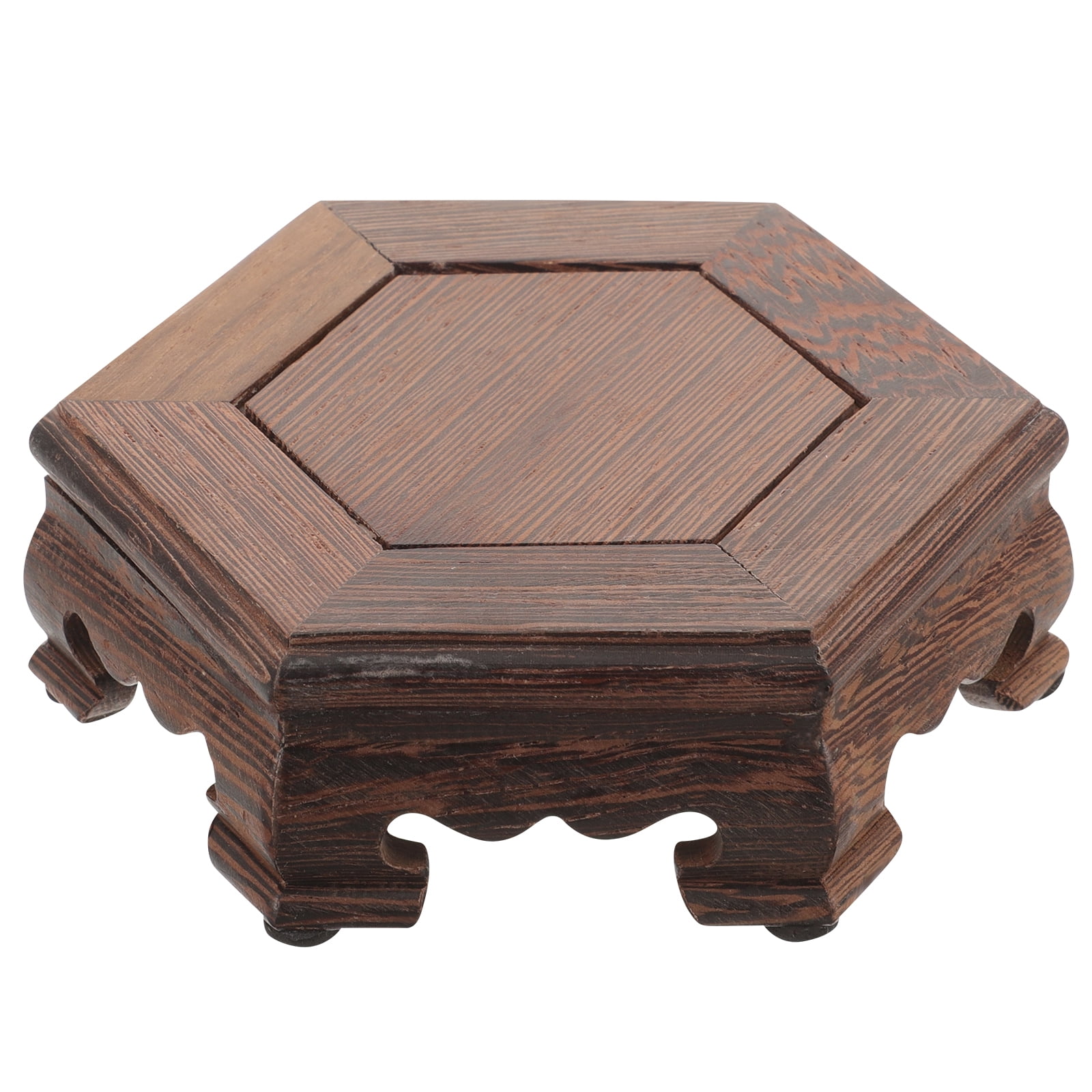 Indoor Wood Plant Stand Vase Display Stand Vase Wood Base Hexagonal ...