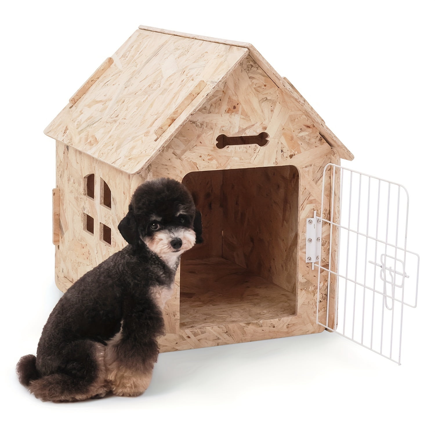 Indoor Wooden Pet House - Cozy Warm Cave for Small Dogs/Cats, Elevated ...