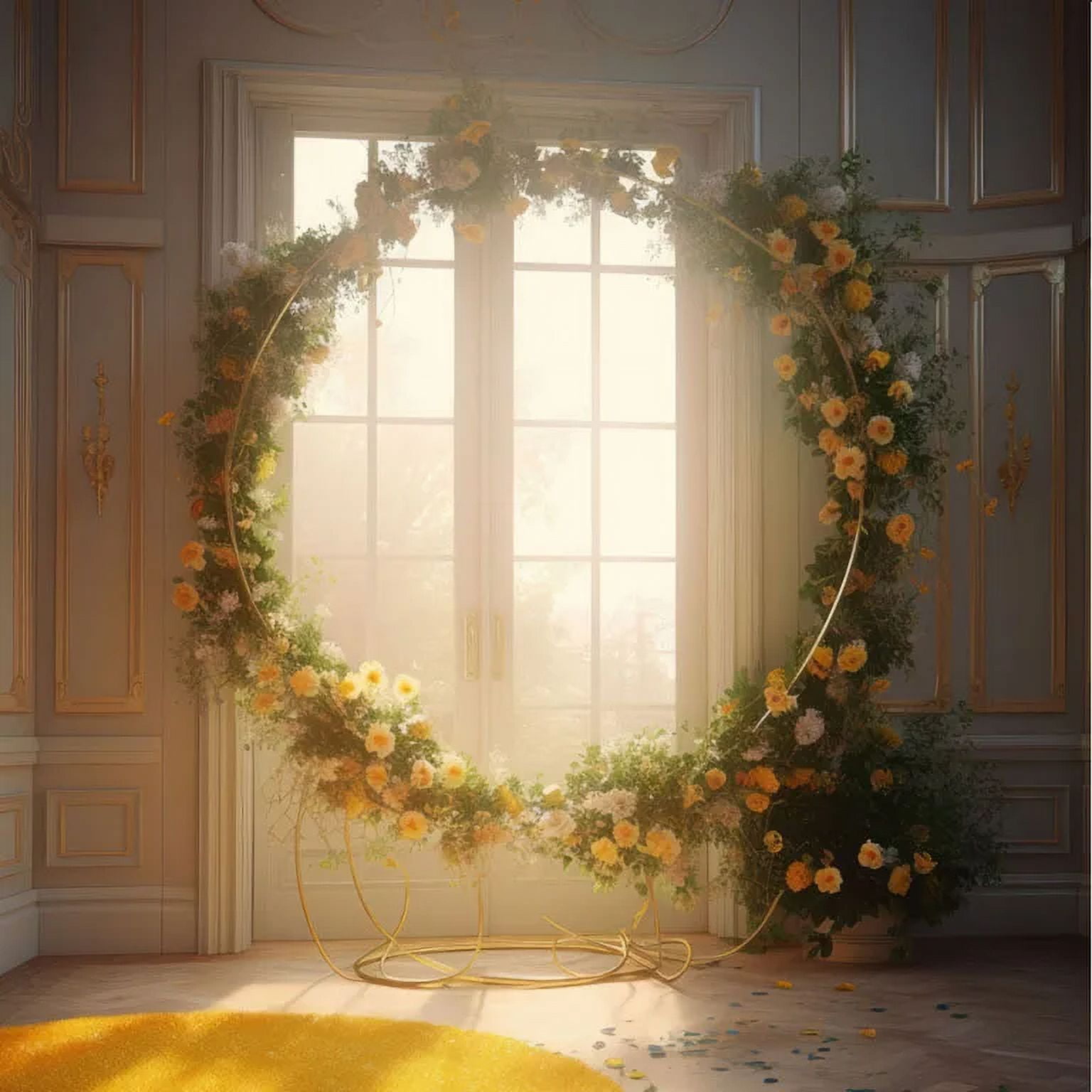 Indoor Yellow Floral Rings Adult Birthday Wedding Maternity Portrait r ...