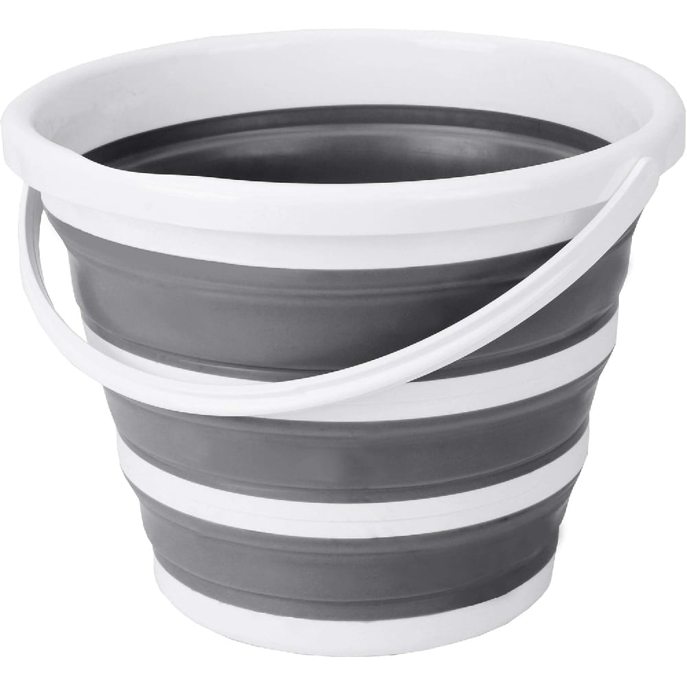 Indoor and Outdoor Collapsible Bucket with Handle, 10 Liters, 2.6 ...