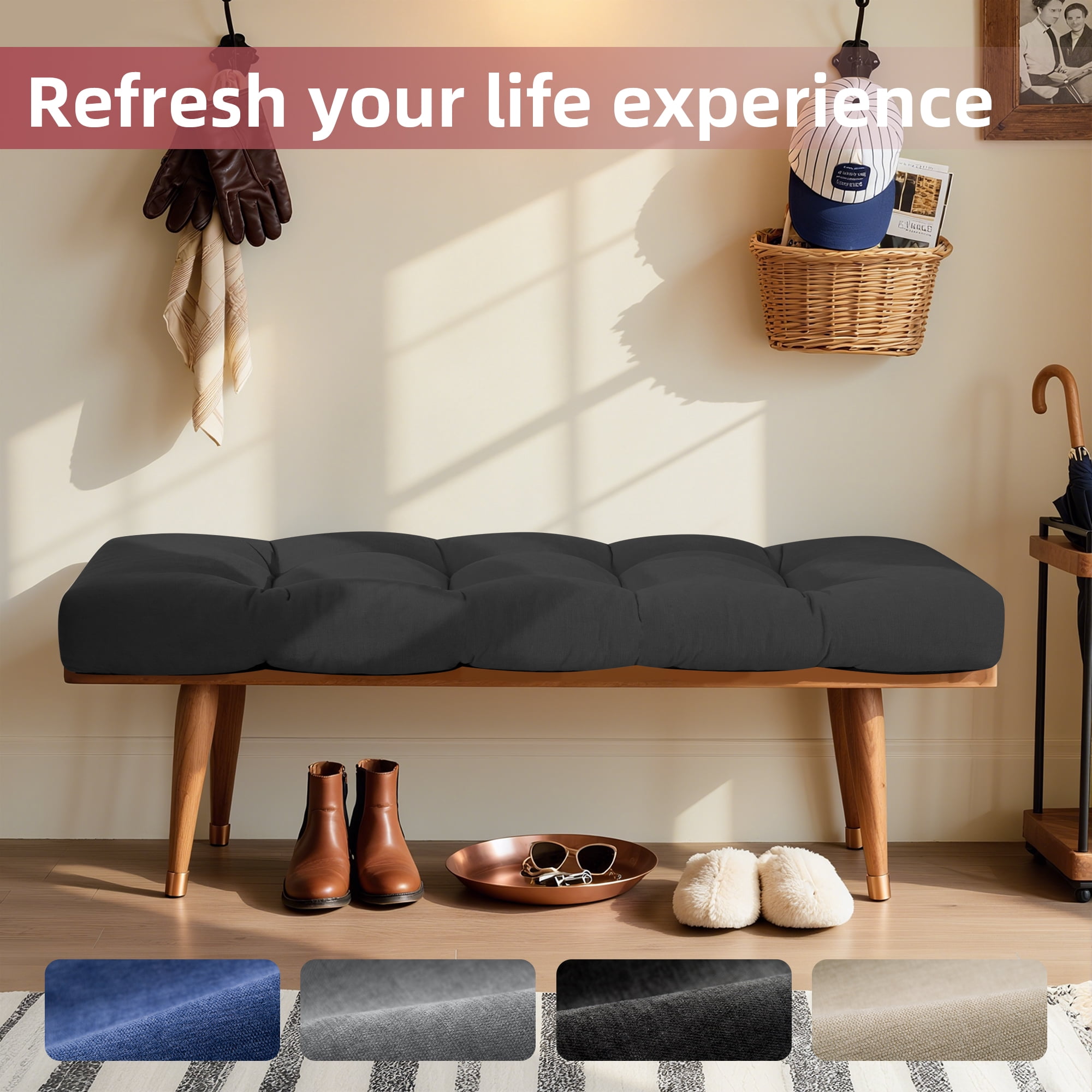 Indoor bench cushion, anti slip soft ，high-density sponge bench cushion ...