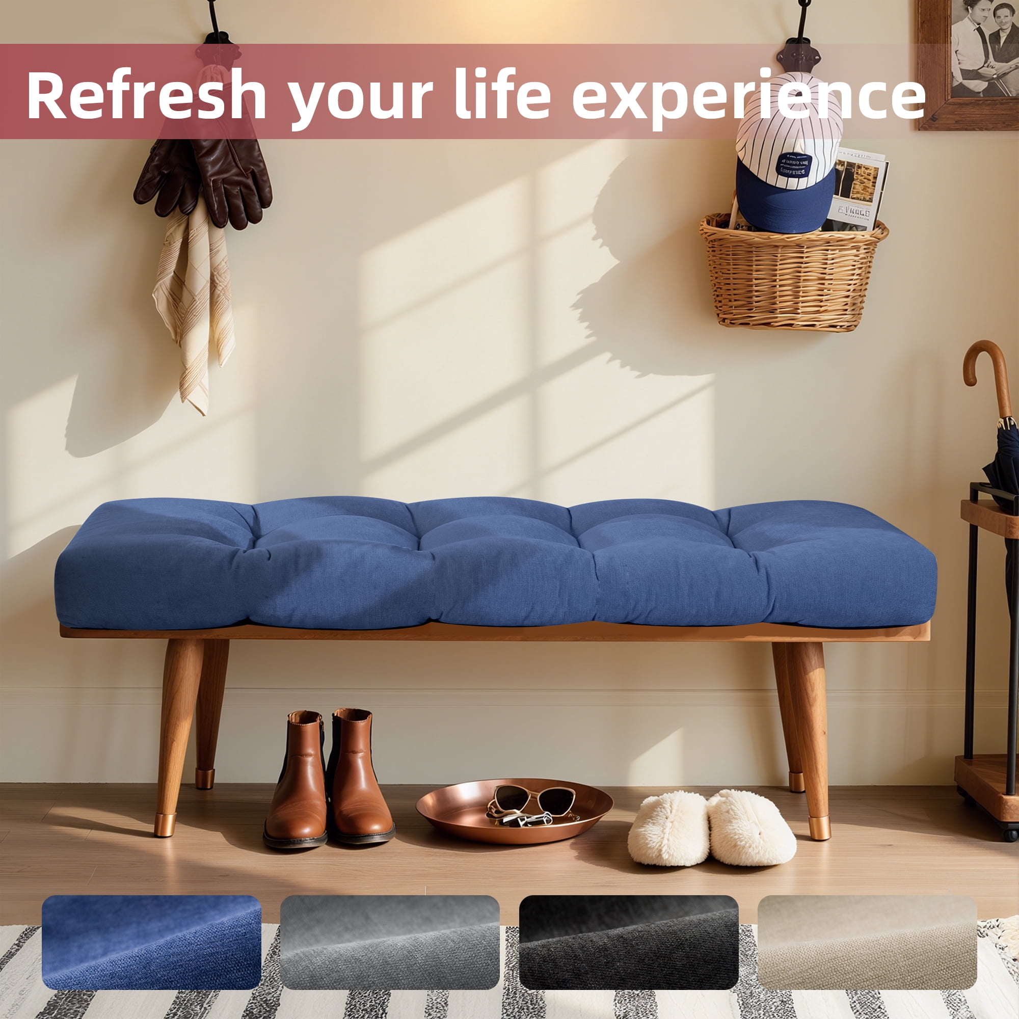 Indoor bench cushion, anti slip soft ，high-density sponge bench cushion ...