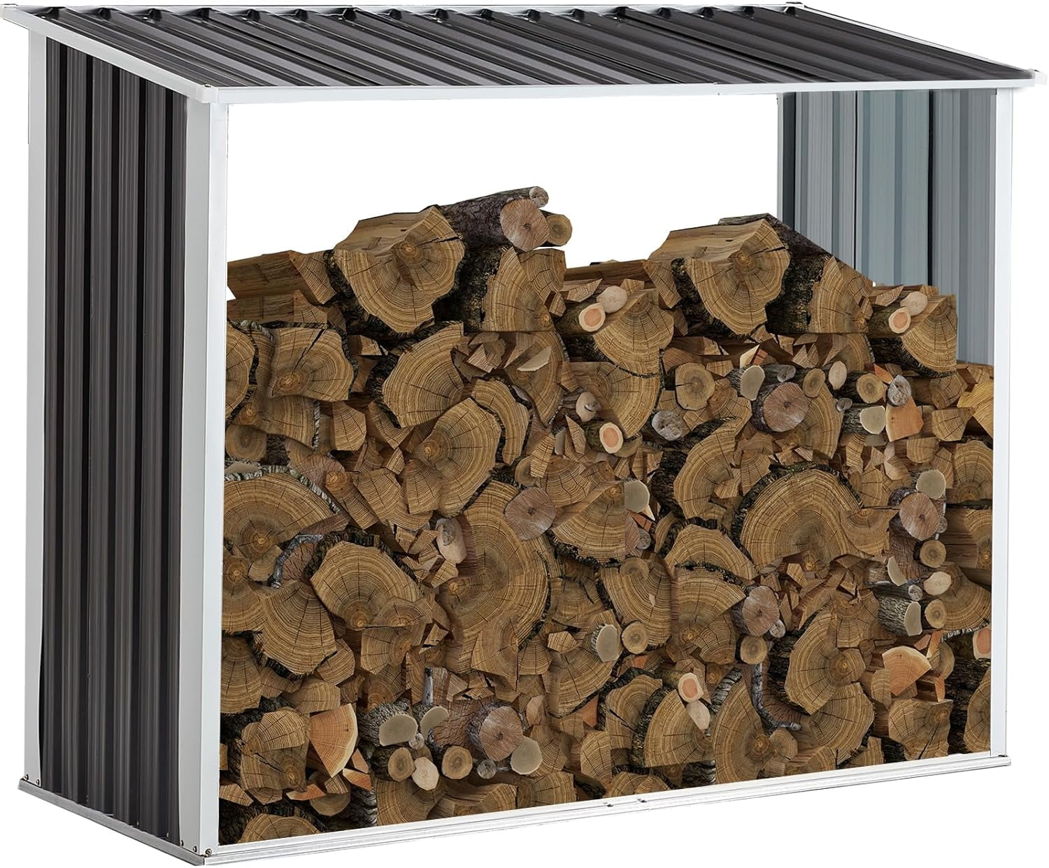 Indoor or Outdoor Steel Firewood Rack, 6 x 2.6 x 4.9 feet Weather ...
