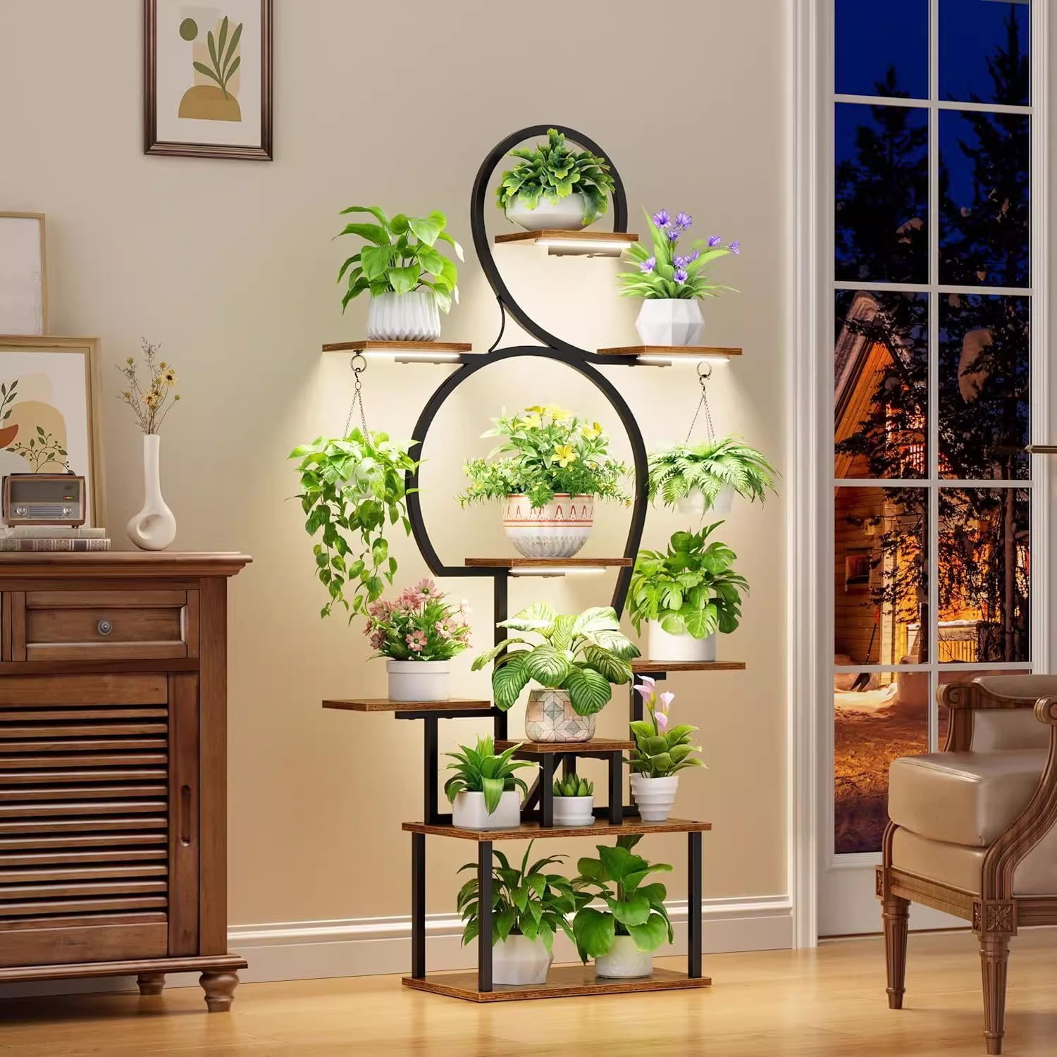 Indoor plant rack with growth lights, 9-story 63 inch high indoor plant ...