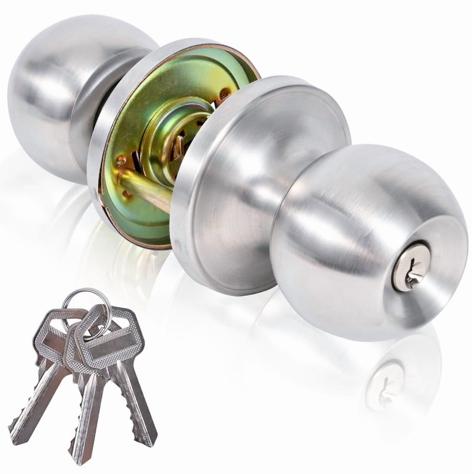 Indoor privacy spherical door lock with key, stainless steel adjustable door lock design. This ...