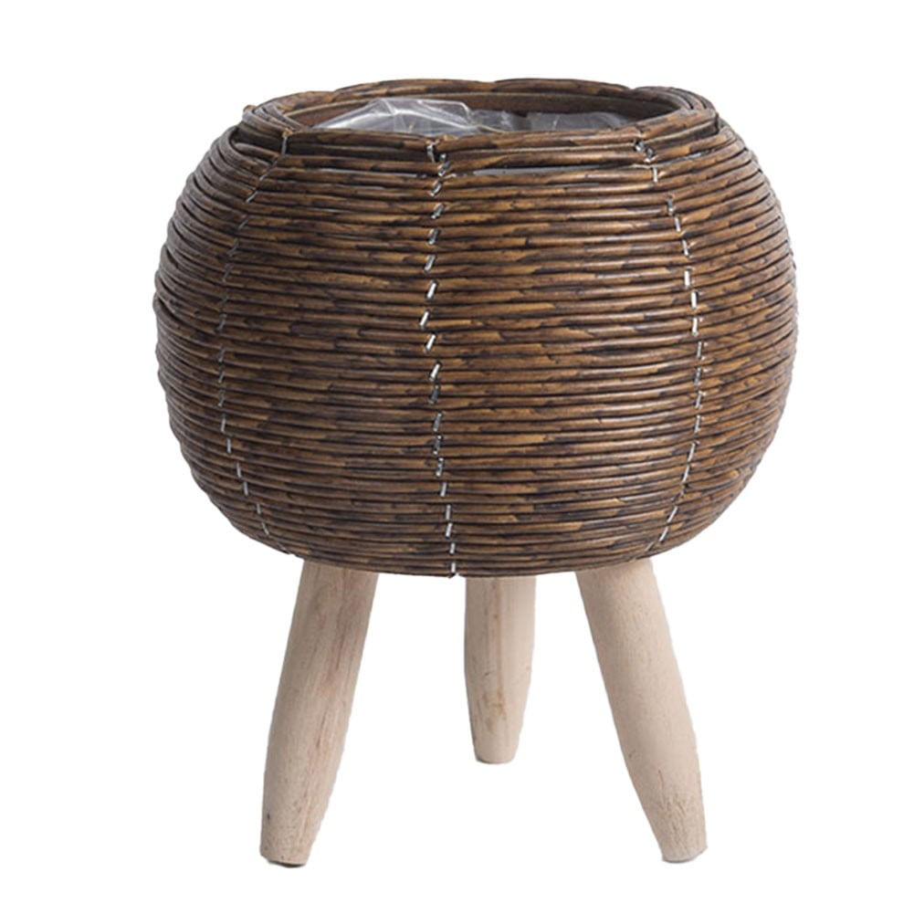 Indoor rattan flower stand triangular bracket flower pot desktop plant ...