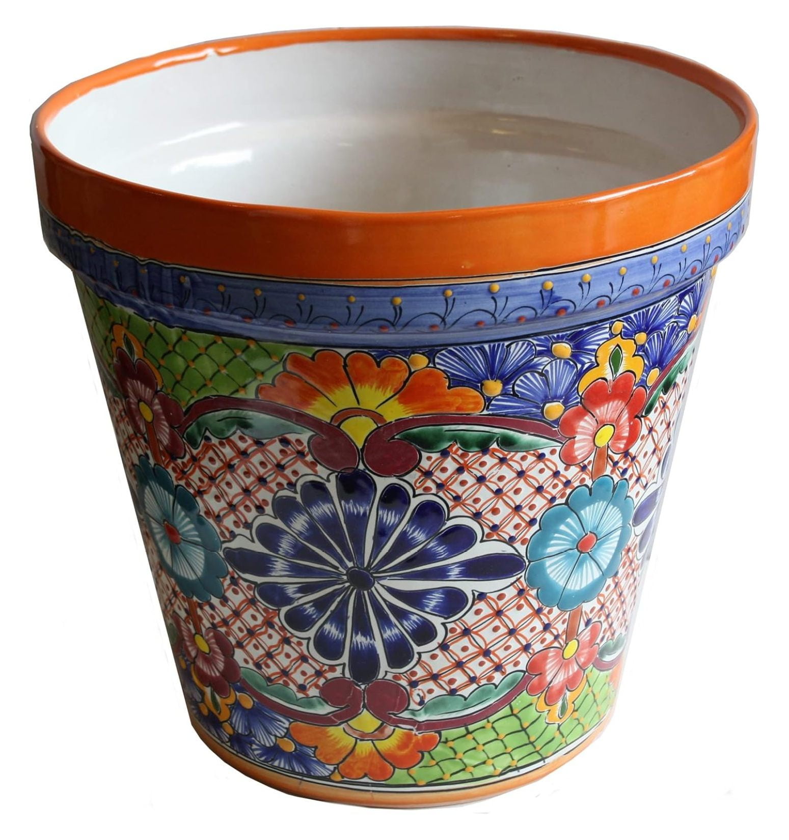 Indoors/Outdoors Medium-Sized Ayumba Mexican Colors Talavera Ceramic Garden Pot - Walmart.com